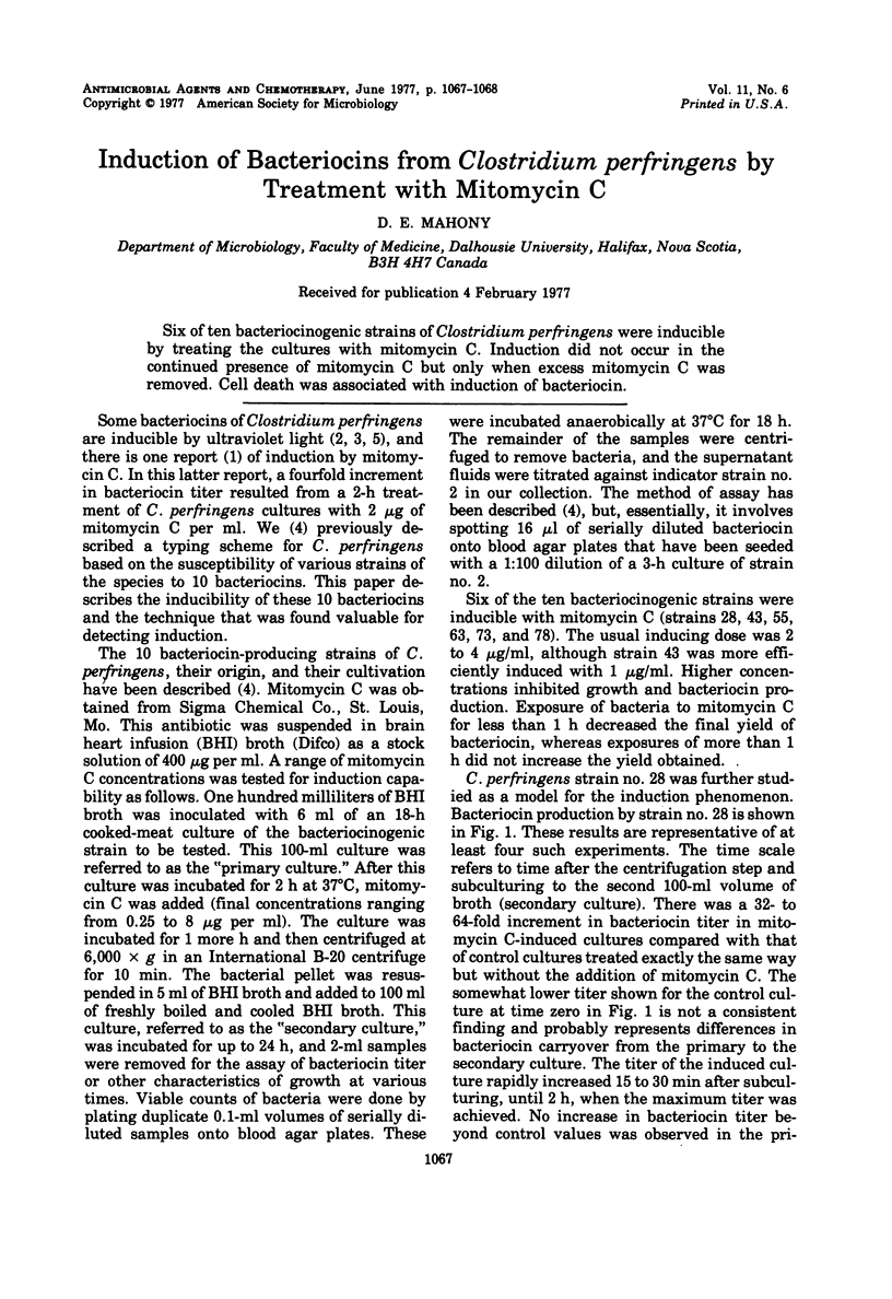 Induction Of Bacteriocins From Clostridium Perfringens By Treatment