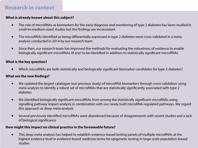 MicroRNA biomarkers of type 2 diabetes: evidence synthesis from meta ...