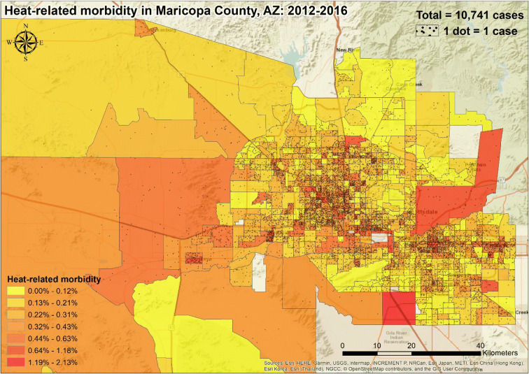 Spatial Modeling and Analysis of Heat-Related Morbidity in Maricopa County, Arizona - PMC