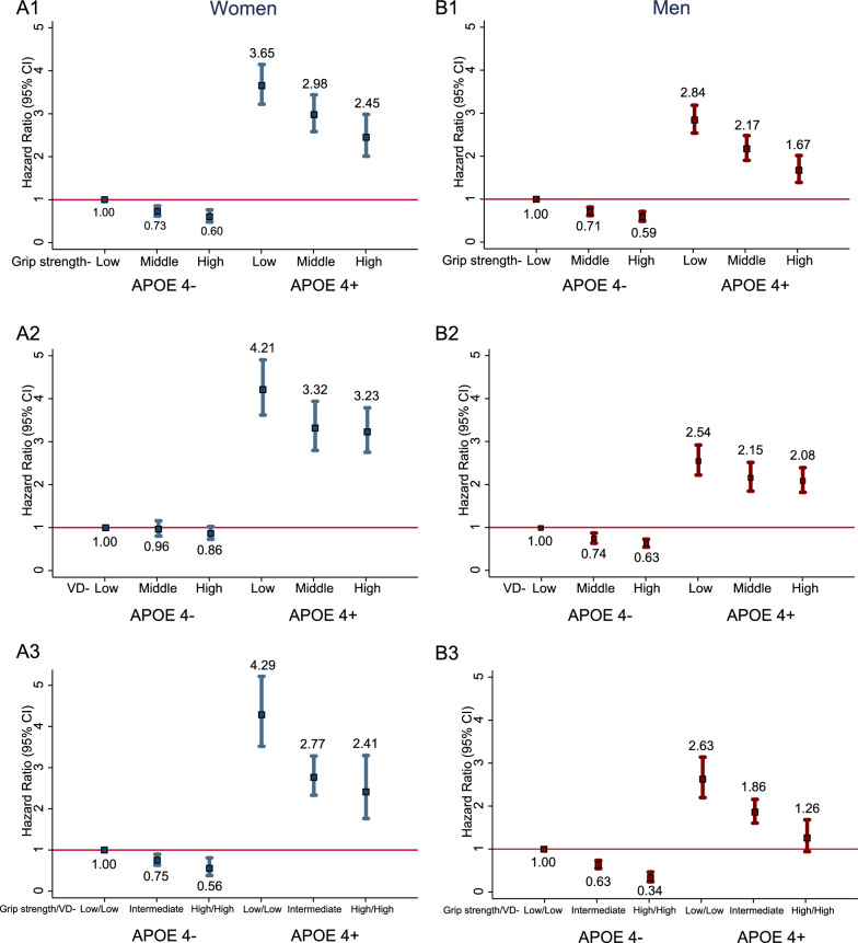 Ideal vitamin D and handgrip strength counteracts the risk effect of APOE genotype on dementia ...