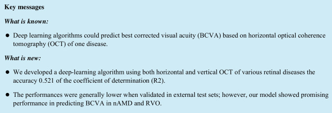 An AI model to estimate visual acuity based solely on cross-sectional OCT imaging of various ...
