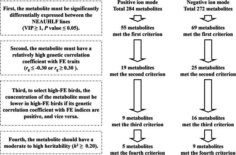 Identification of biomarkers associated with the feed efficiency by metabolomics profiling ...