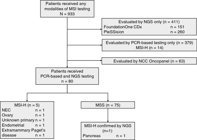 Concordance analysis of microsatellite instability status between polymerase chain reaction ...